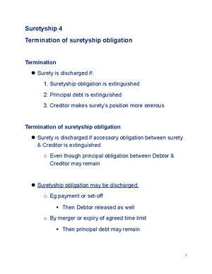 Sample Suretyship - Example: Suretyship Law of Contract (2021) To be ...