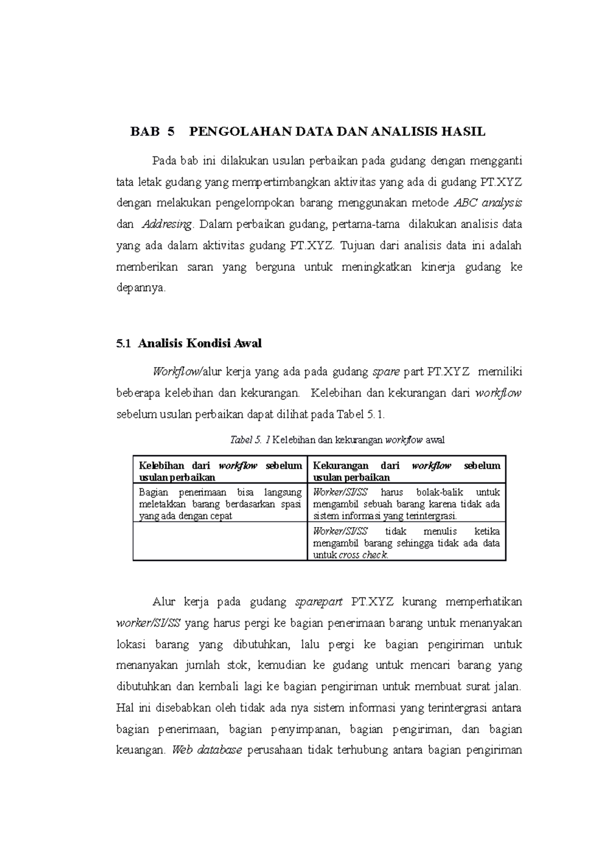 BAB 5 - BAB 5 hasil dan pembahasan word - Pada bab ini dilakukan usulan ...