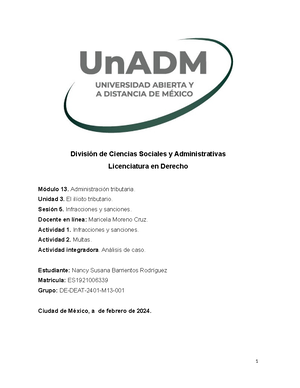 M13 U1 S1 Obligatorias - Módulo 13. Administración Tributaria. Unidad 1 ...