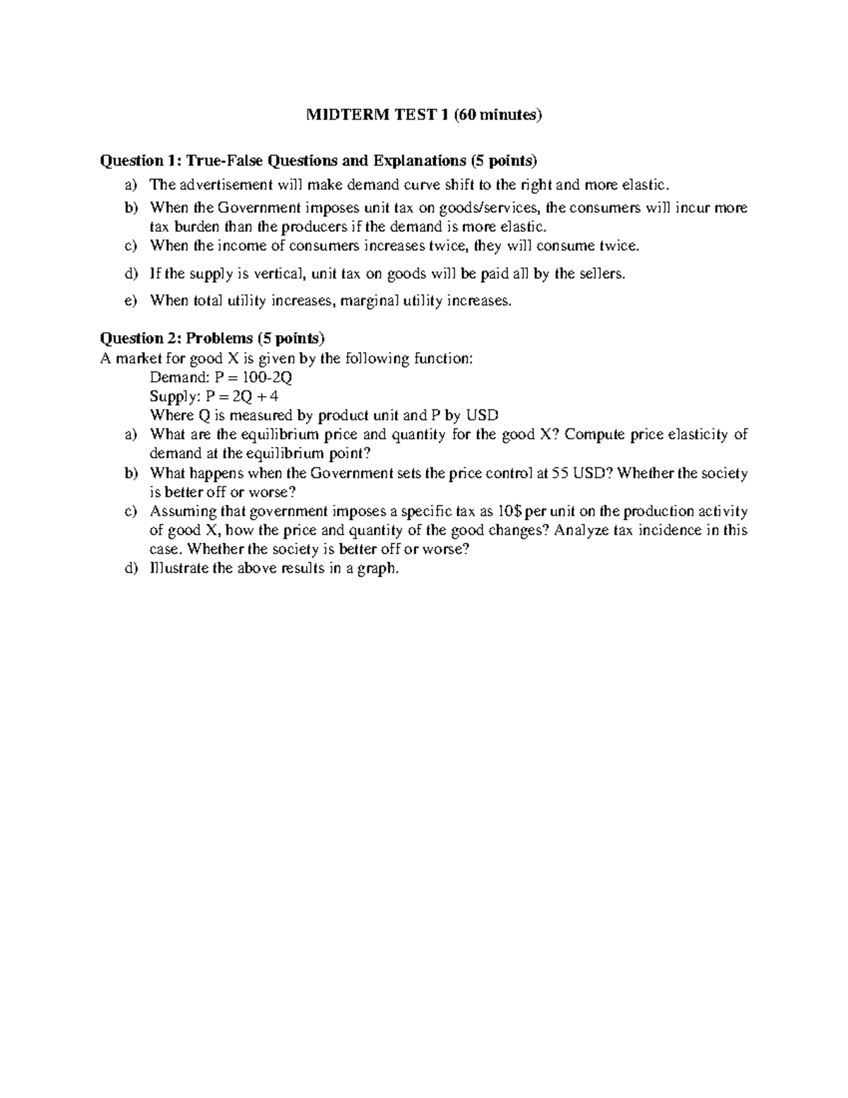 Midterm TEST 1 - advance program - MIDTERM TEST 1 (60 minutes) Question ...