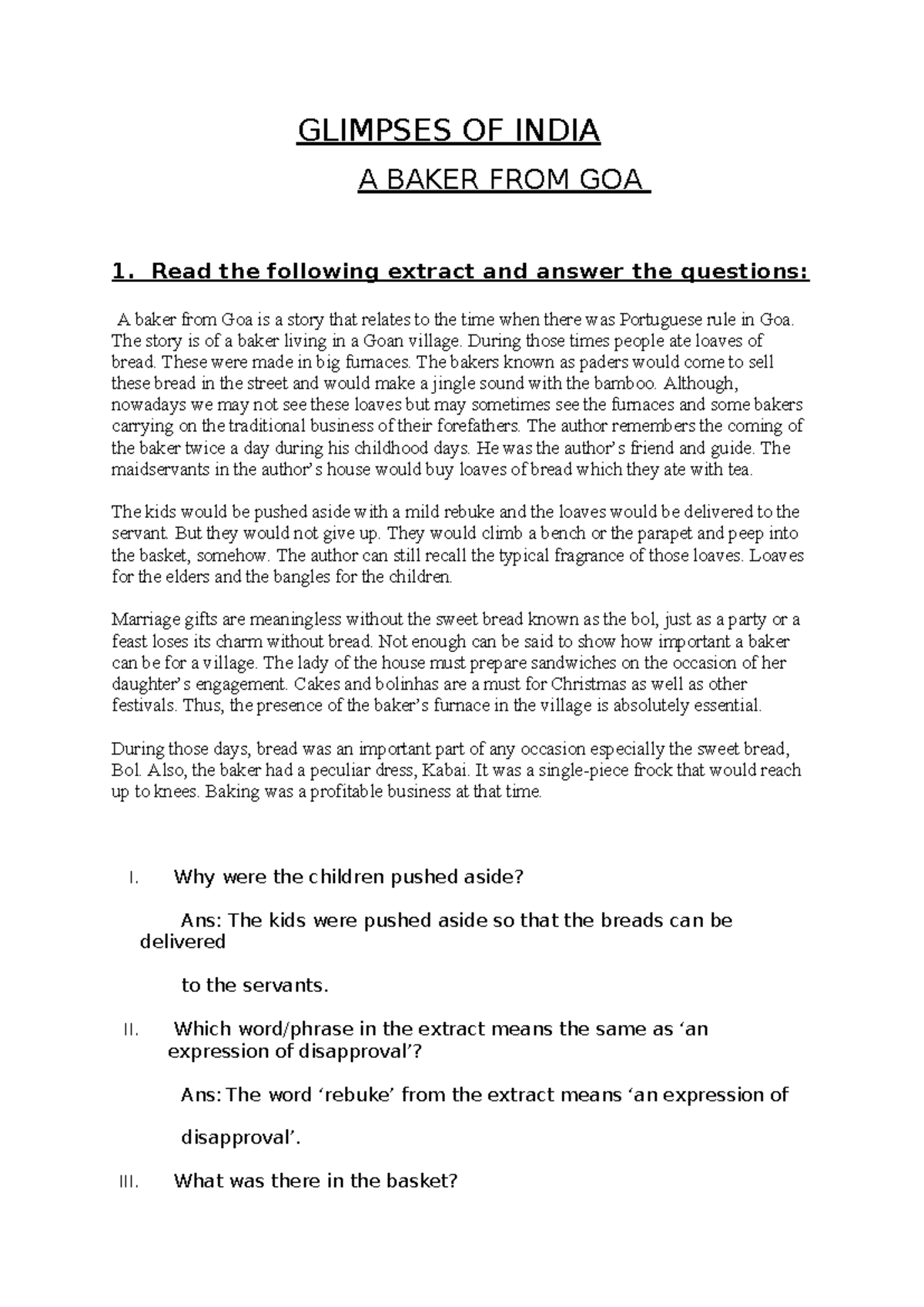 A Baker FROM GOA - 6ur5u - GLIMPSES OF INDIA A BAKER FROM GOA 1. Read ...