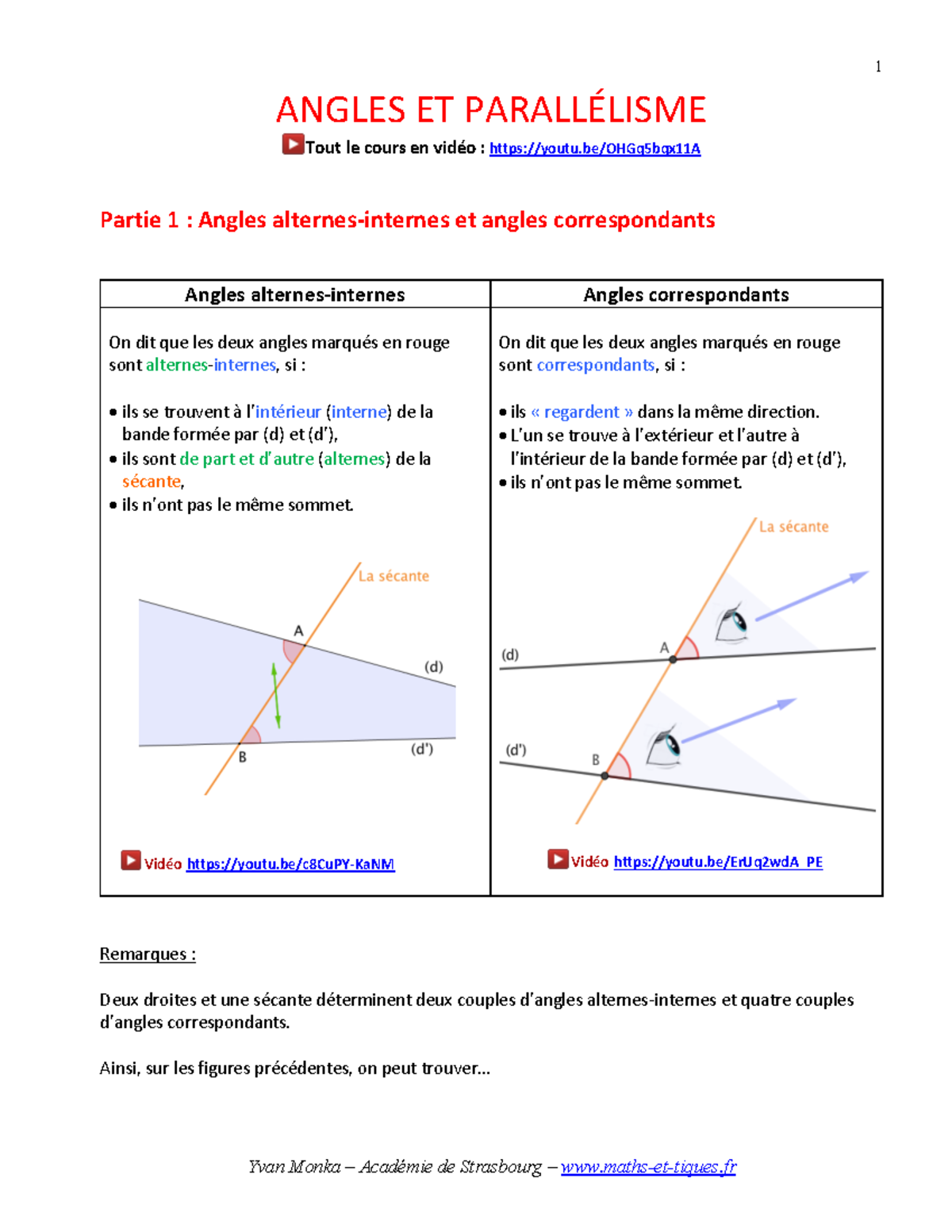 19Angles 5e - ANGLES ET PARALLÉLISME Tout le cours en vidéo : youtu ...