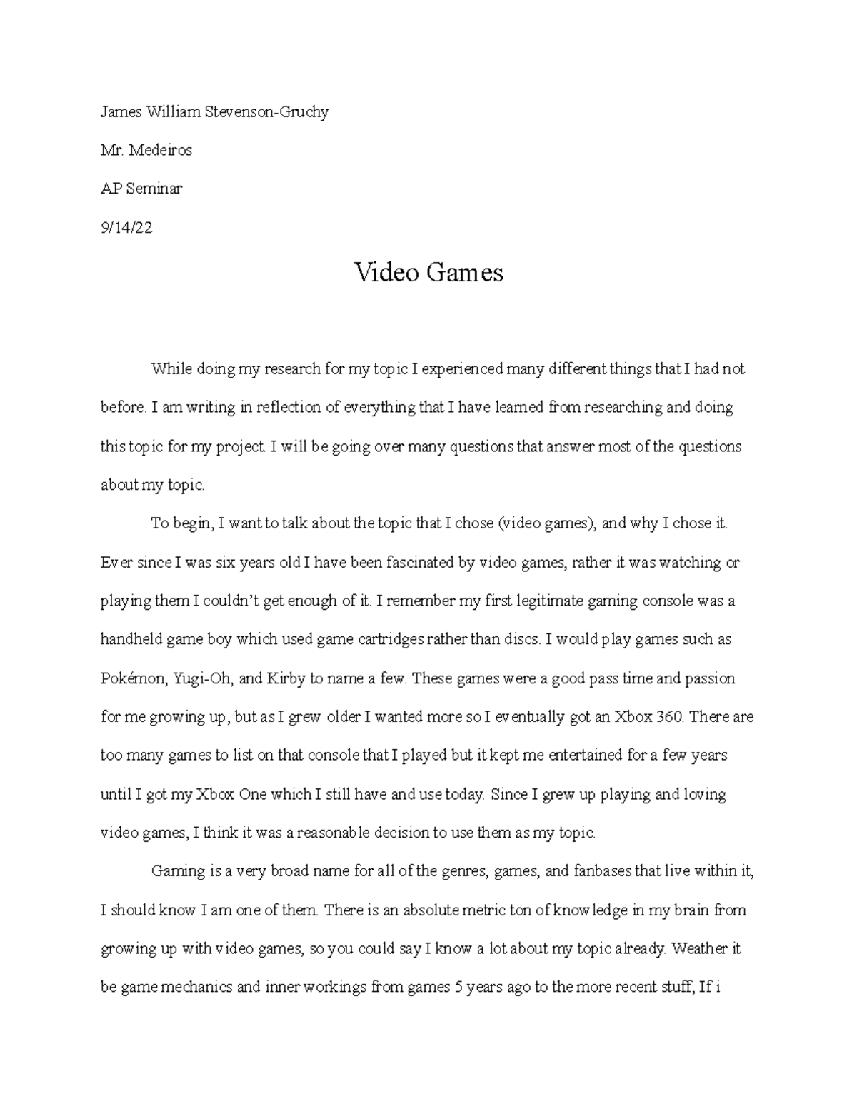 AP seminar summer work Essay - James William Stevenson-Gruchy Mr ...