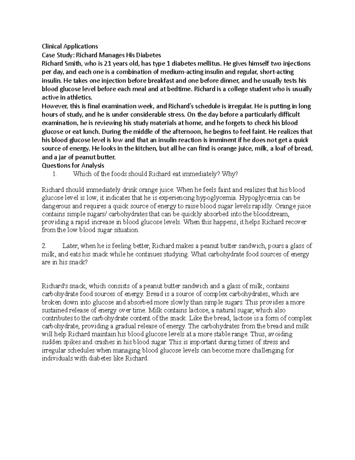 Nutrition hw 5 - lecture notes and case study - Clinical Applications ...