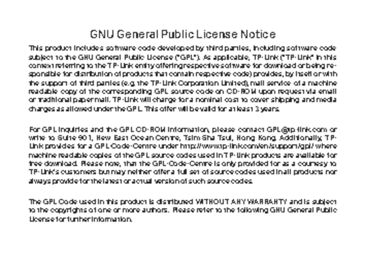 GPL License Terms - GNU General Public License Notice This product ...
