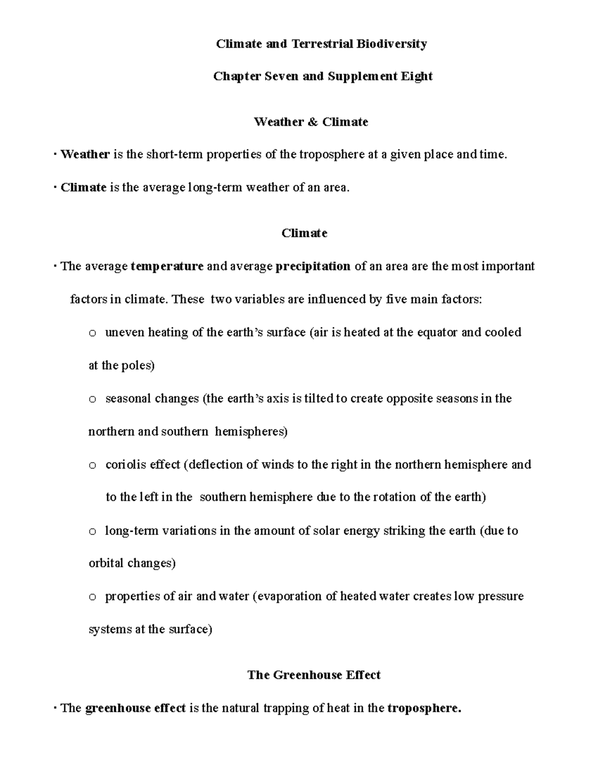 Notes-CHAP7-Climate Terrestrial Biodiversity - Climate and Terrestrial ...