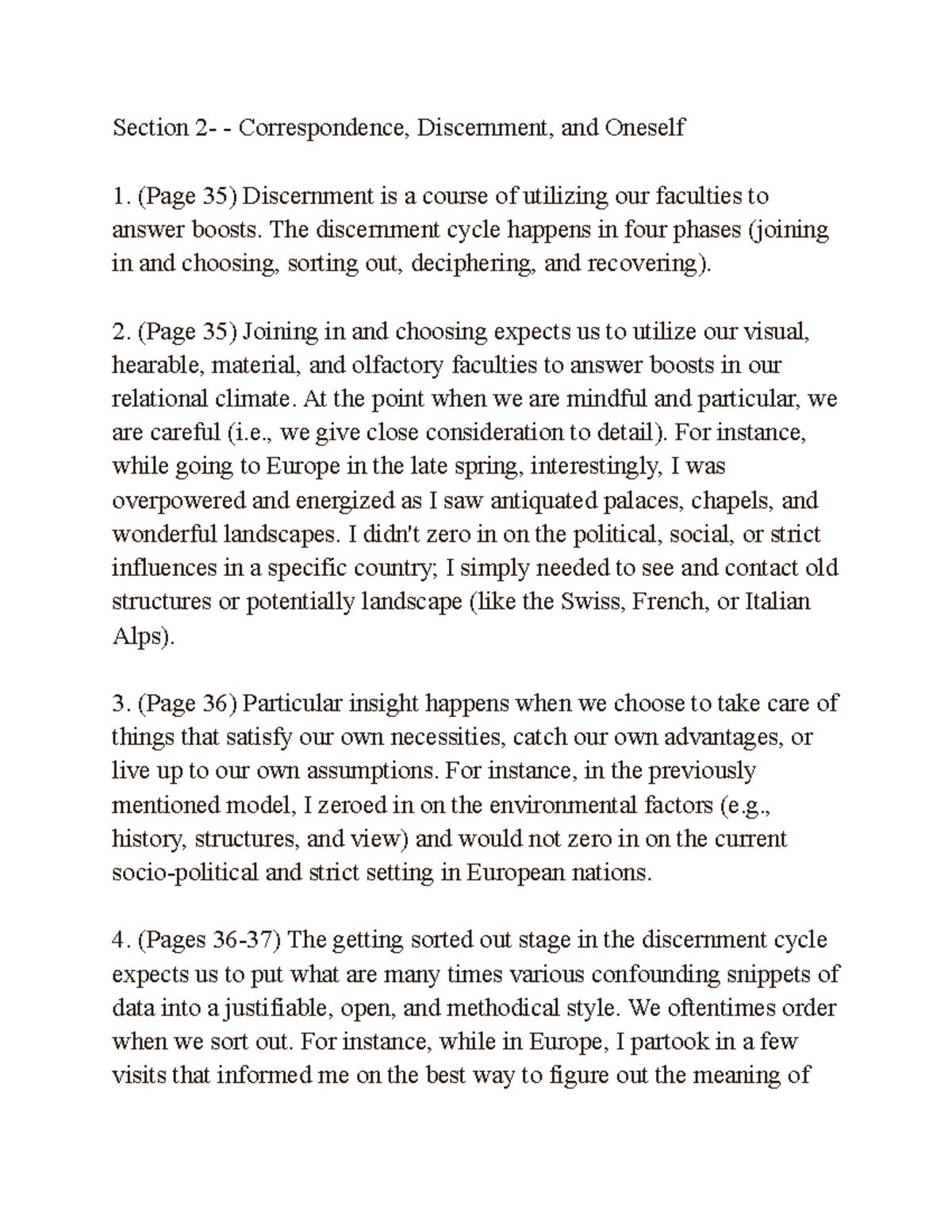 Section 2- Correspondence, Discernment, and Oneself - The discernment ...