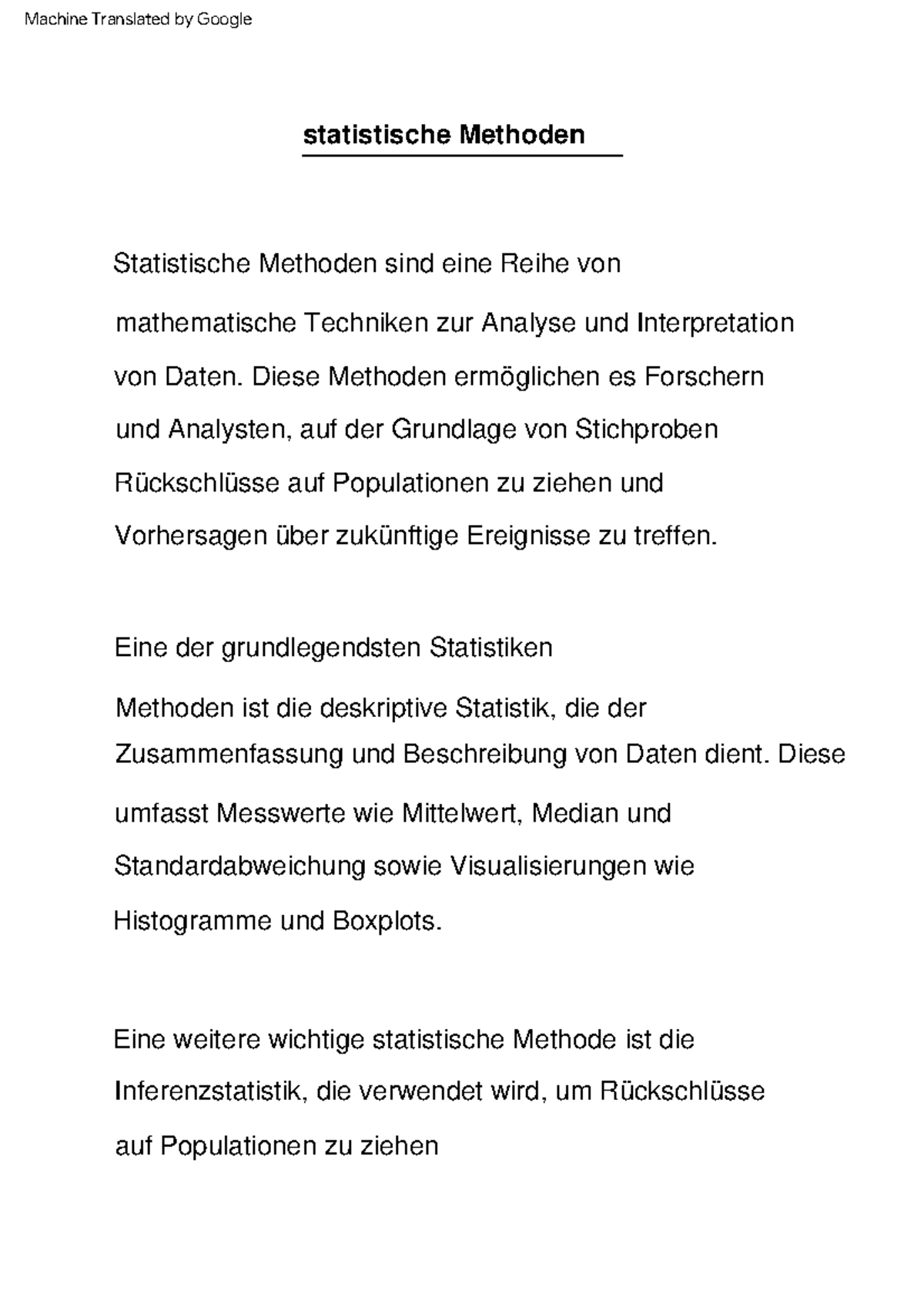 Statistische Methoden - Methoden ist die deskriptive Statistik, die der ...