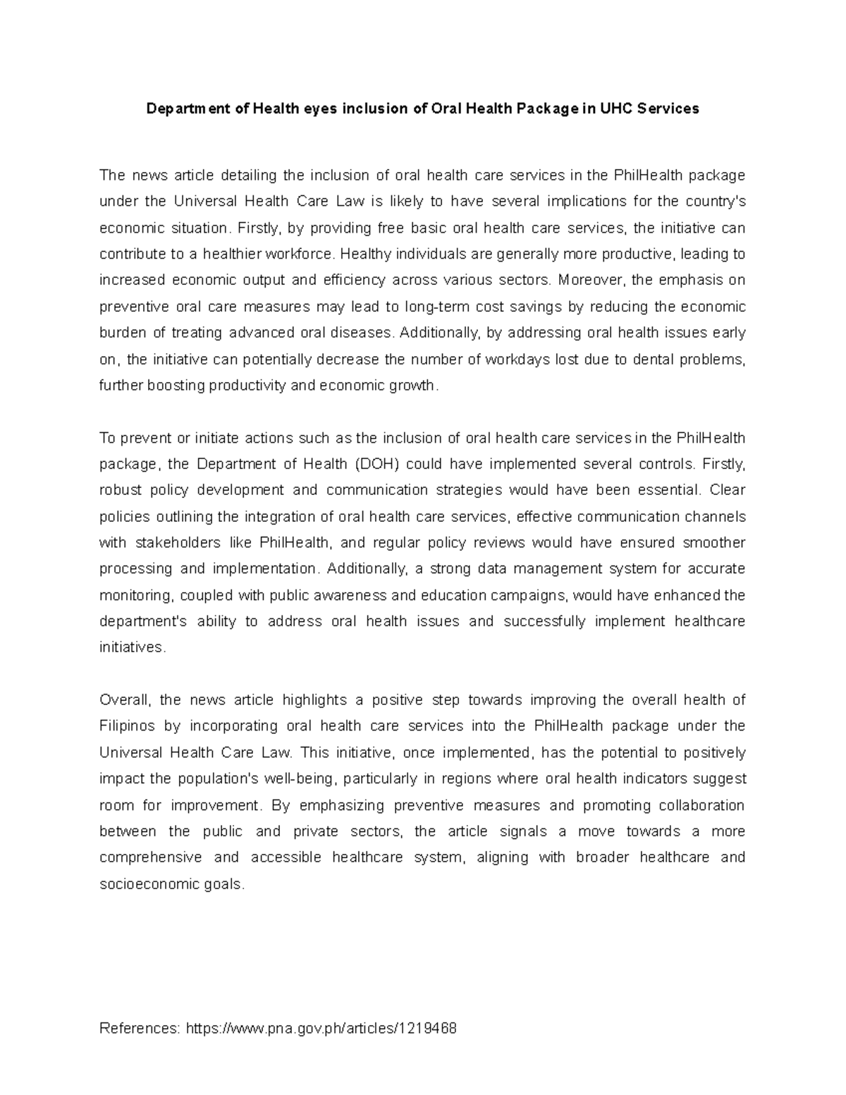 News gov ph - Department of Health eyes inclusion of Oral Health ...