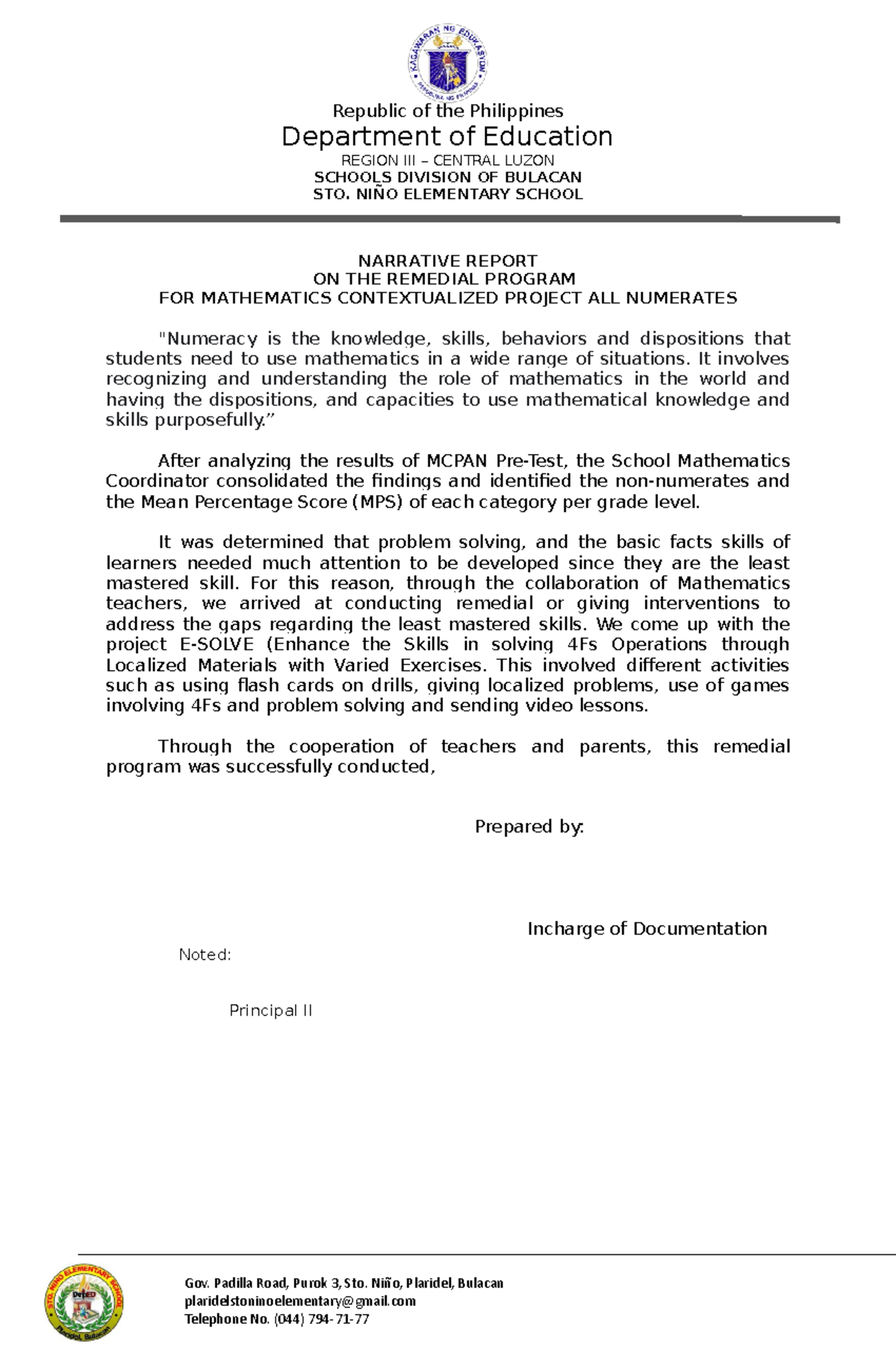 ACR Mcpan Remidiation Intervention - Department of Education REGION III ...