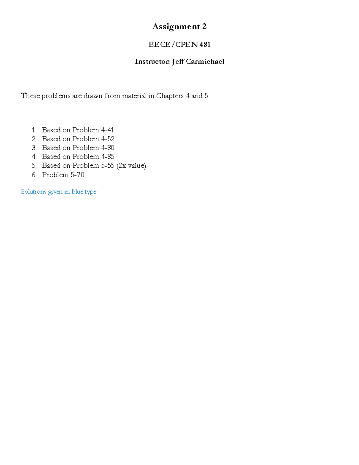 Assignment 2 Chs 4 5 - solutions students - ELEC 481 - UBC - Studocu