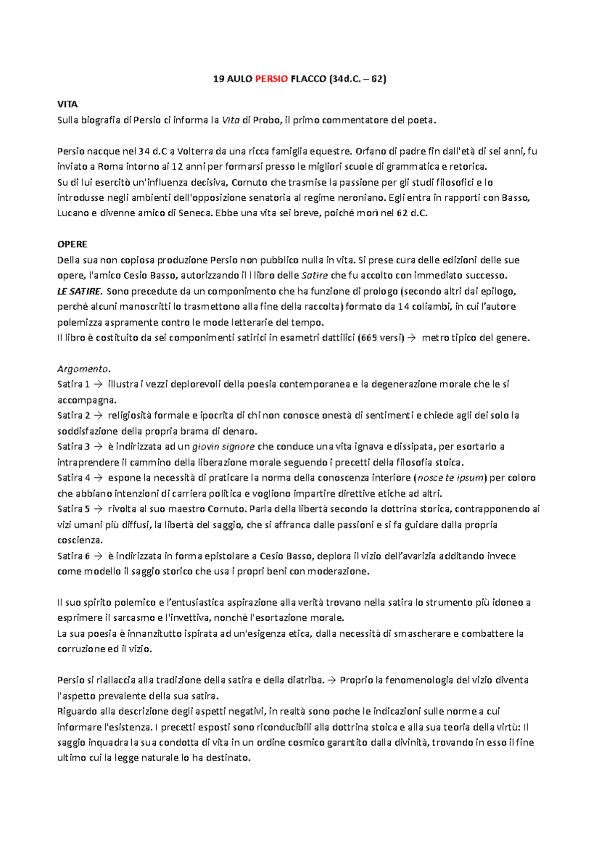 4 Autori - ETA' Neroniana - 19 AULO PERSIO FLACCO (34d. – 62) VITA ...