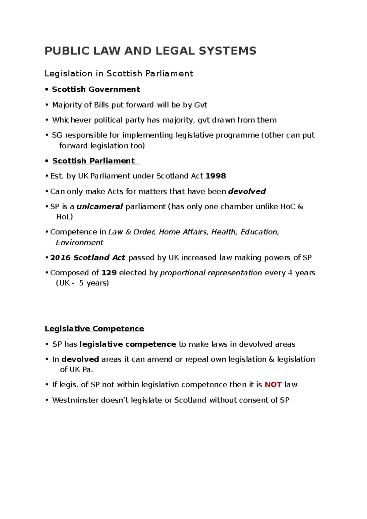 PL & LS 8 - PUBLIC LAW AND LEGAL SYSTEMS Legislation in Scottish ...
