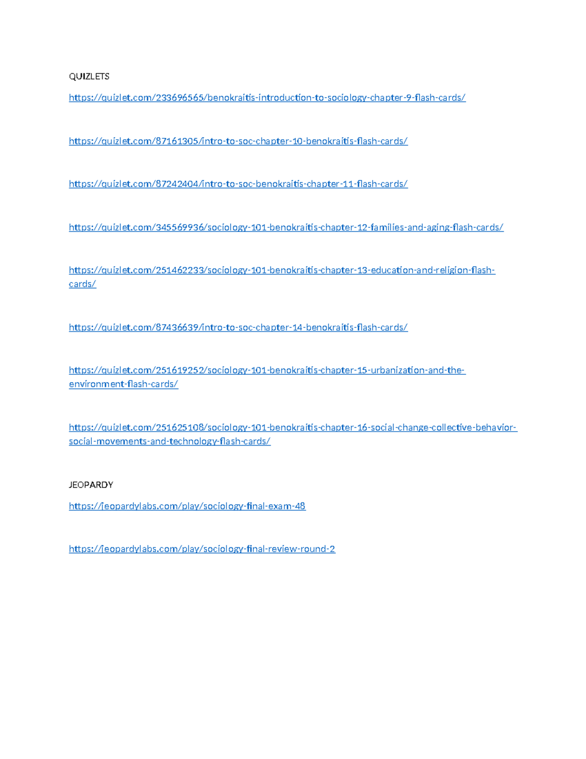 Quizlets and Jeopardy reviews - QUIZLETS - Studocu