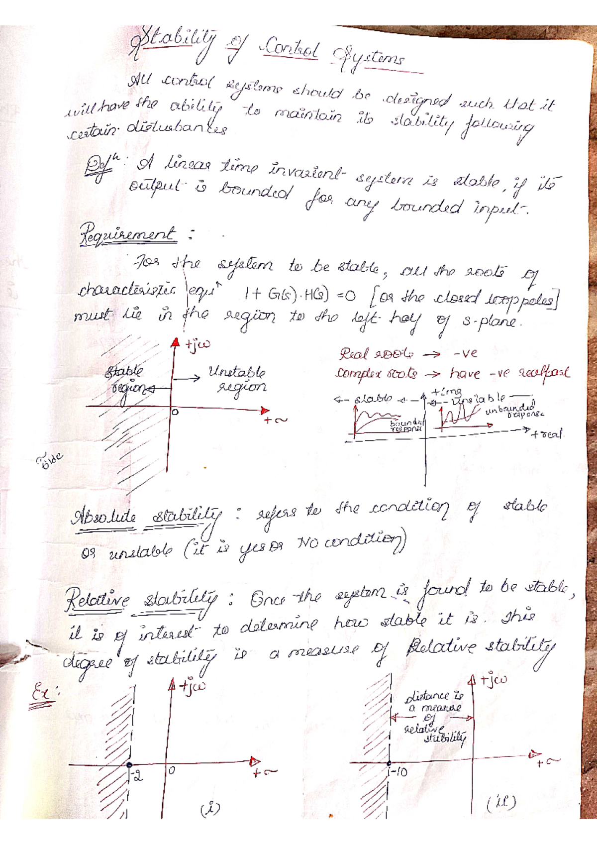 1and3LCS - notes - Stability of Control Systems All the control systems ...