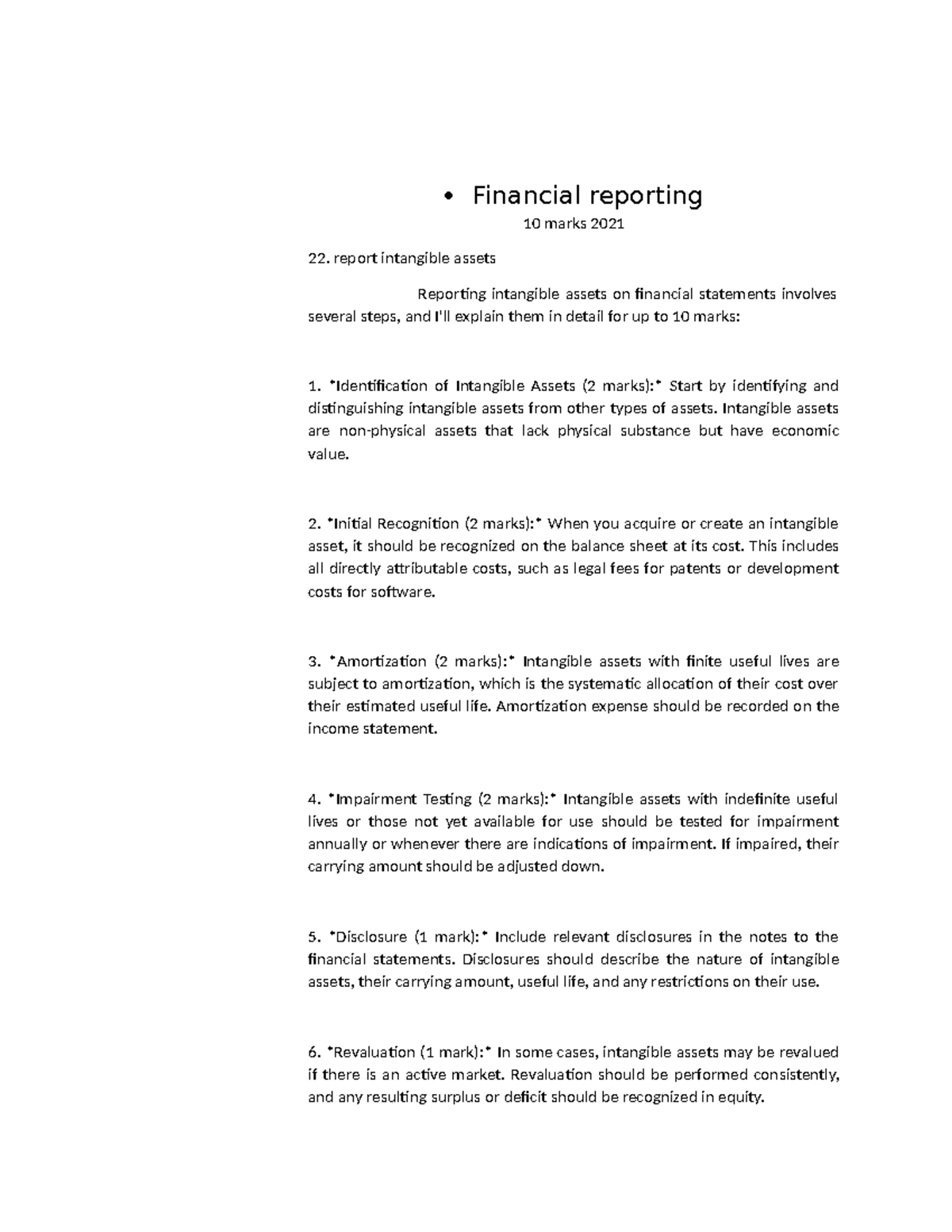 Financial reporting - NOTES - Financial reporting 10 marks 2021 22 ...