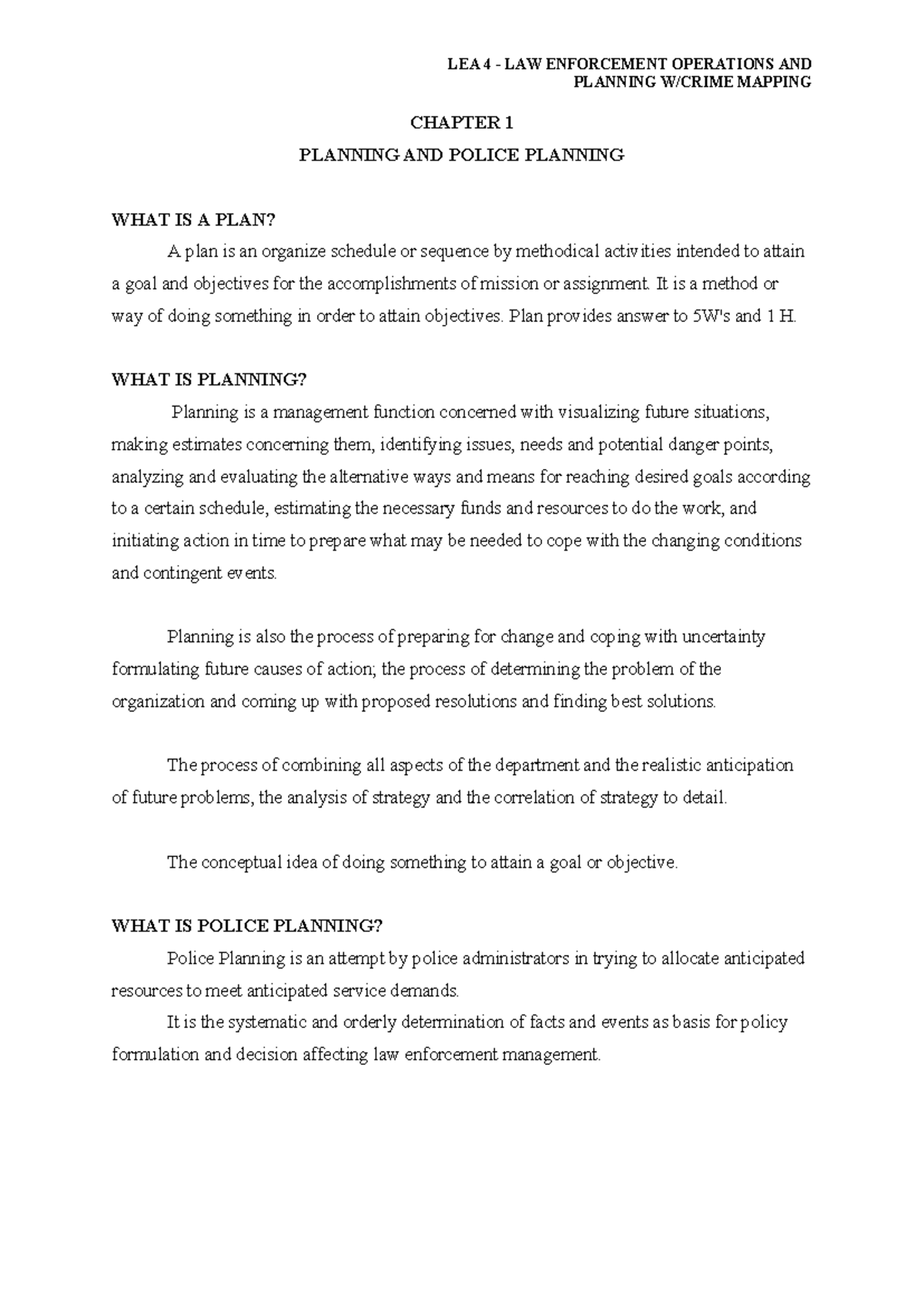 Chapter-1 - 3rd yr lea 4 - PLANNING W/CRIME MAPPING CHAPTER 1 PLANNING ...