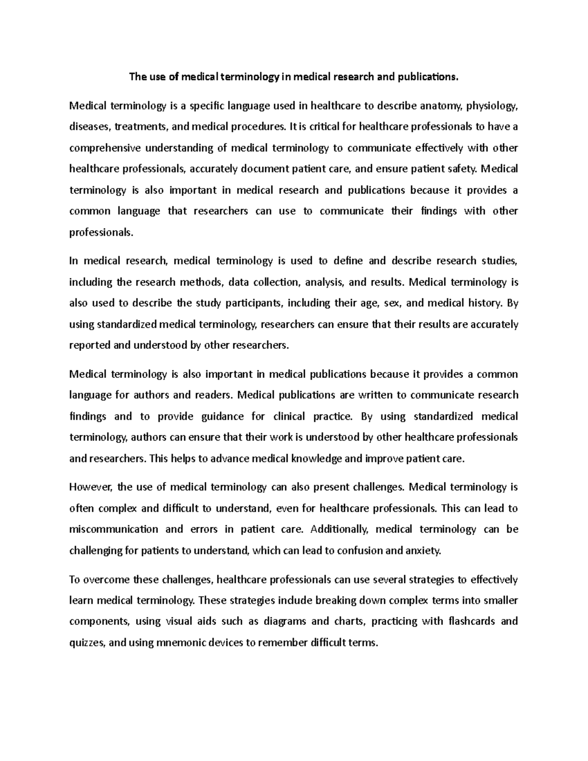 Medical Terminology - The use of medical terminology in medical ...