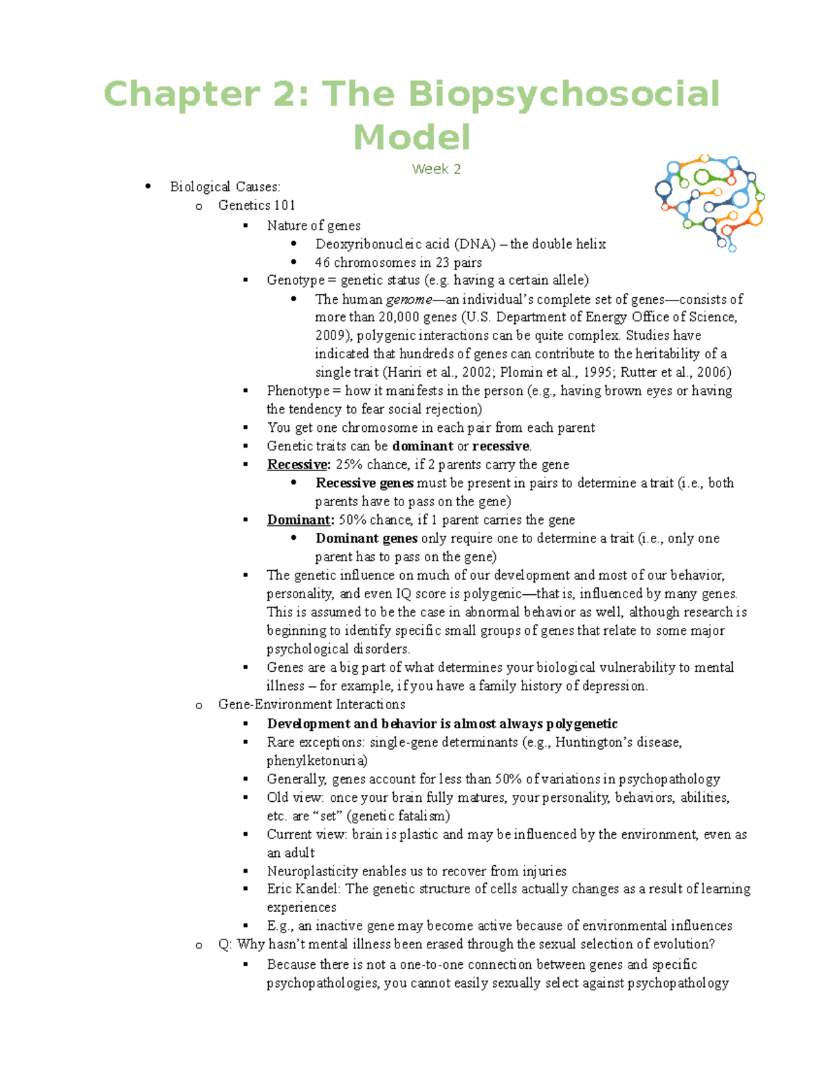 Abnormal Psychology - Ch 2 - The Biopsychosocial Model - Chapter 2: The ...