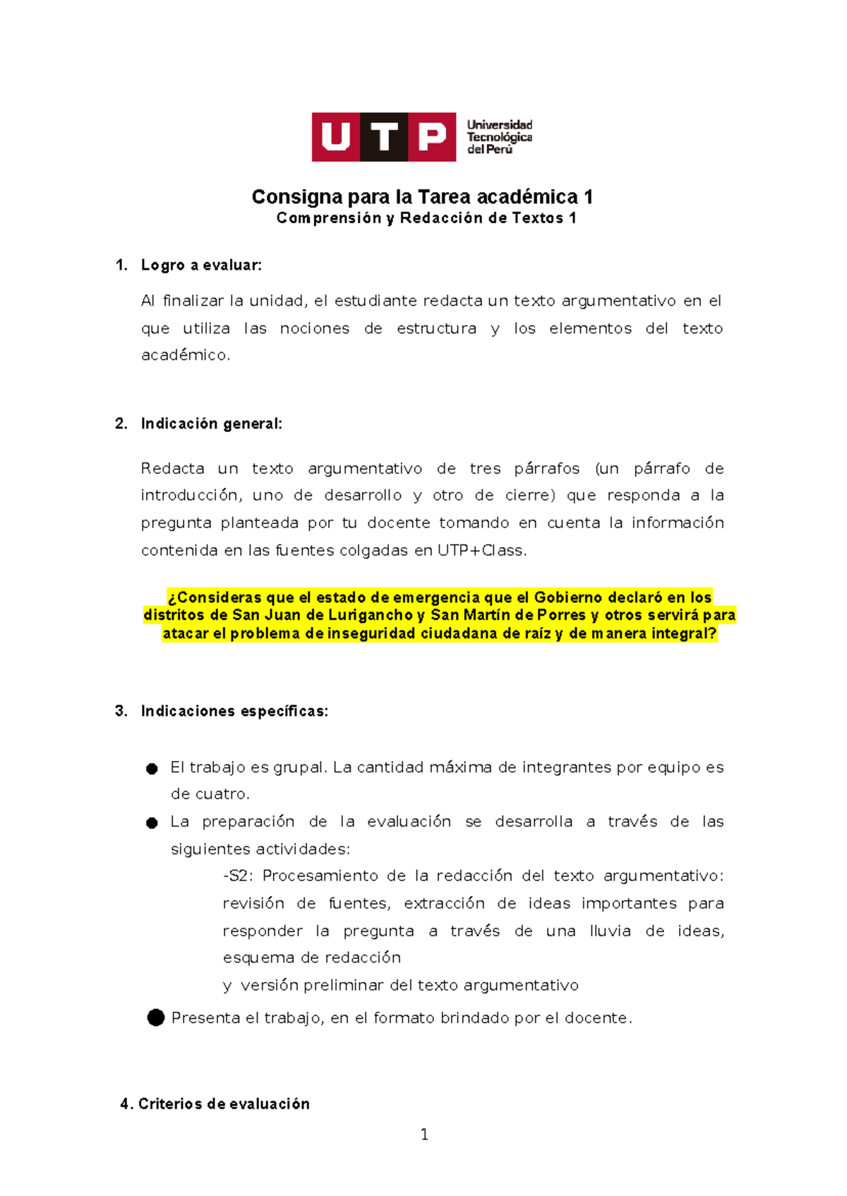 Semana 03 - Tema 01 Tarea - Tarea Académica 1 - Consigna para la Tarea académica 1 Comprensión y ...
