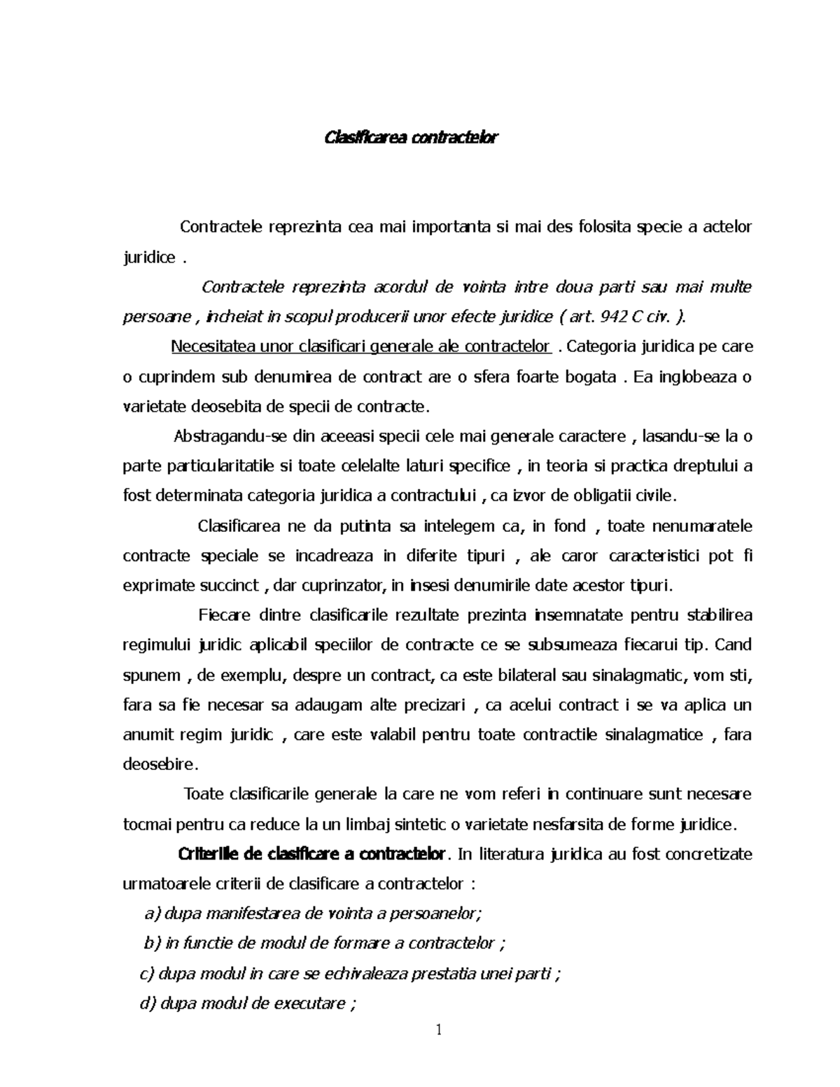 Clasificarea contractelor-2091 - Clasificarea contractelor Contractele ...