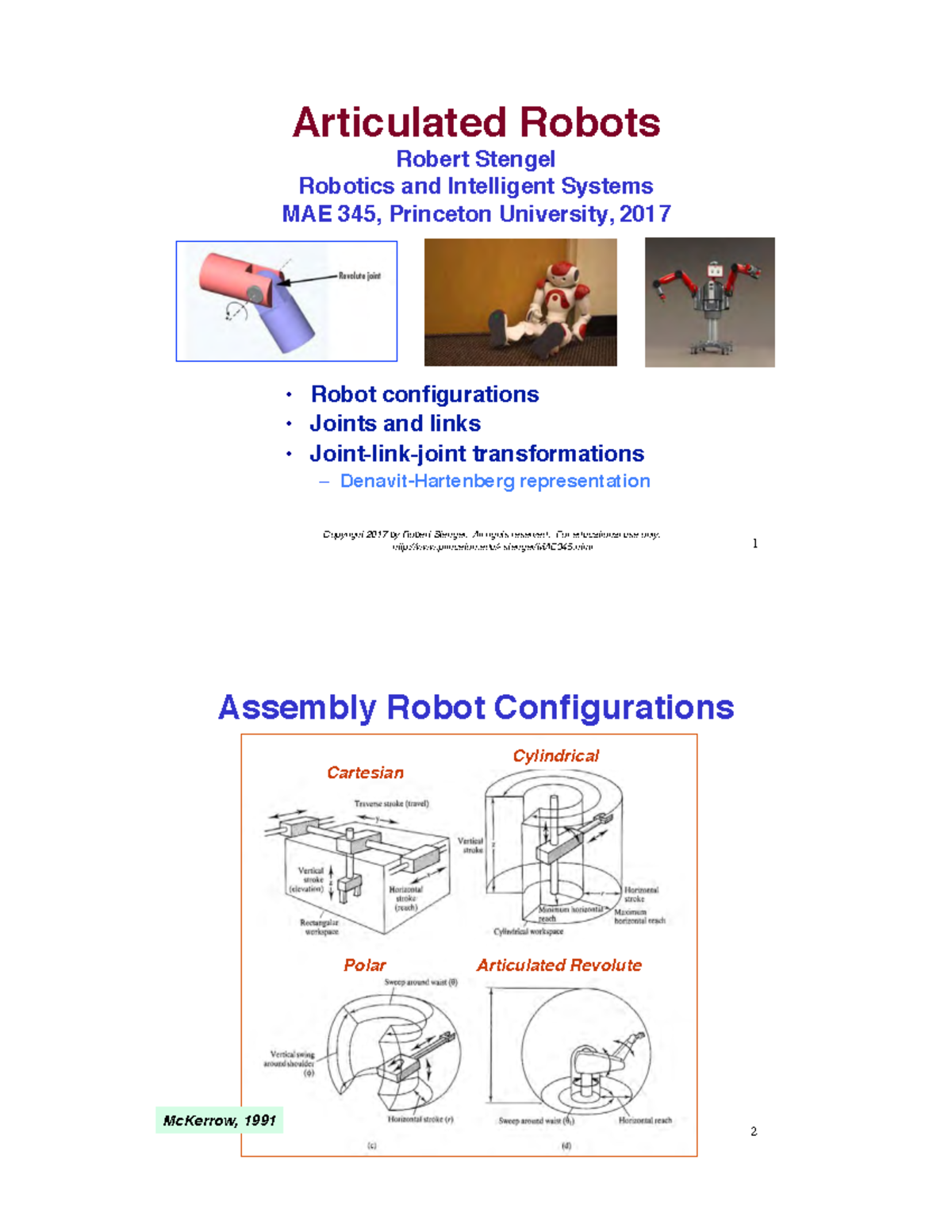Articulated Robots - Articulated Robots! Robert Stengel! Robotics and ...