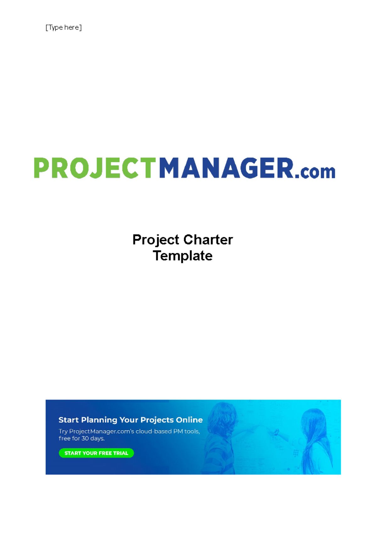 Project Manager Project Charter Template CM - [Type here] Project ...