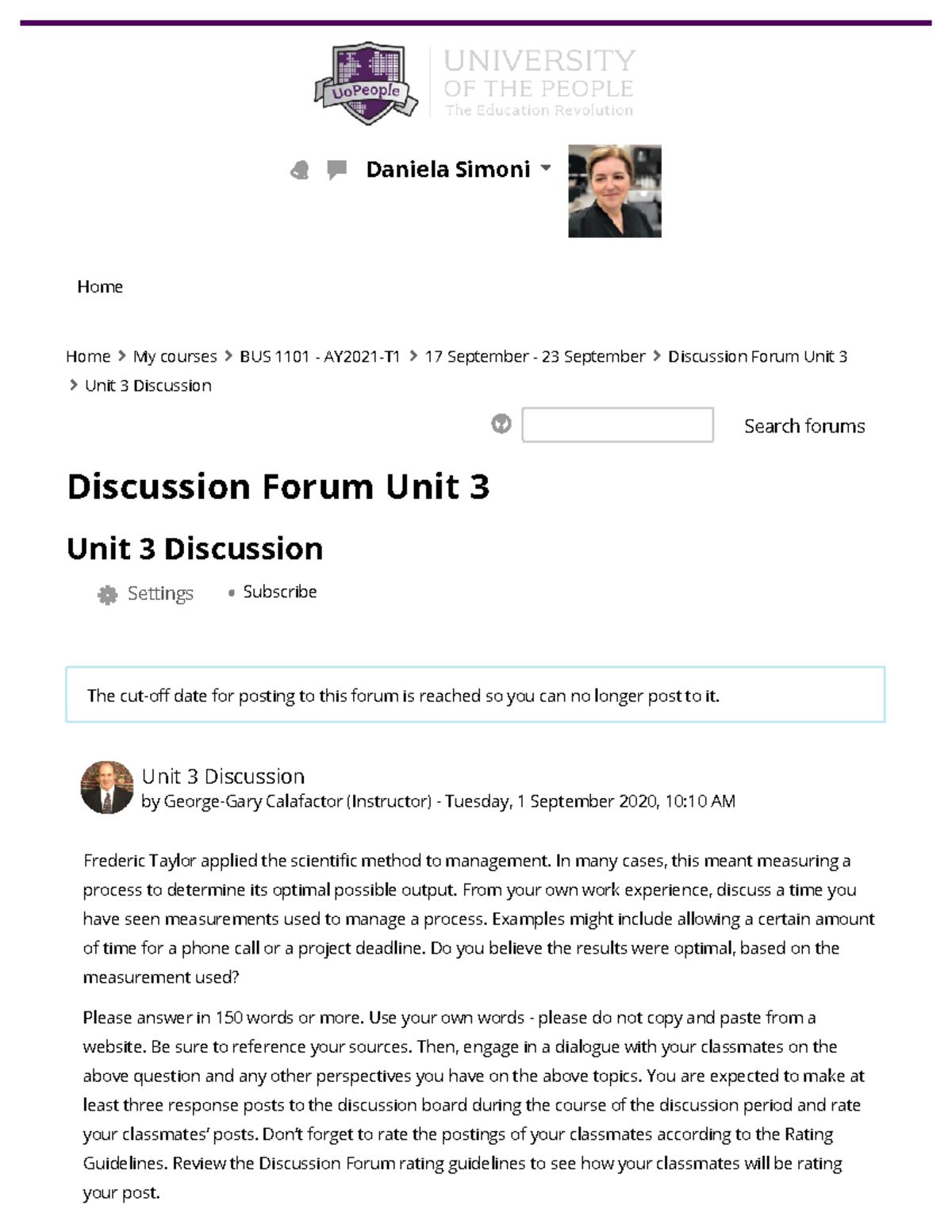 BUS 1101 - AY2021-T1 Unit 3 Discussion - Home Discussion Forum Unit 3 ...