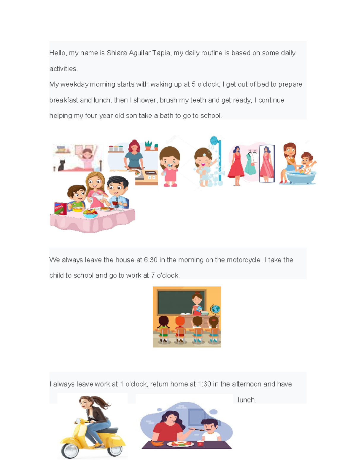 Rutina diaria - Hello, my name is Shiara Aguilar Tapia, my daily ...