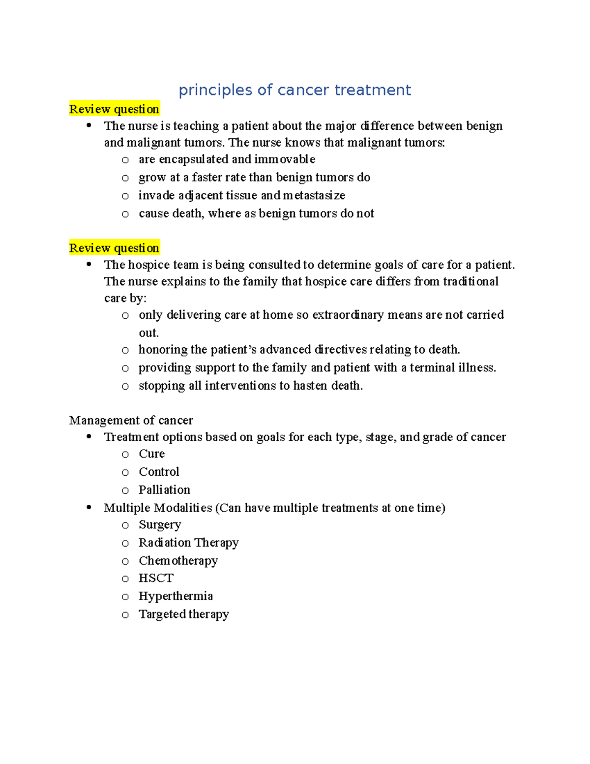 Principles of cancer treatment - principles of cancer treatment Review ...