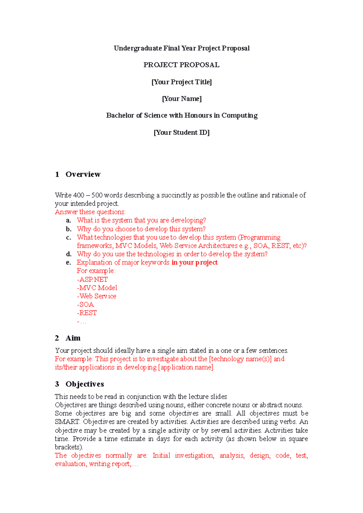 Proposal Guide - Nice - Undergraduate Final Year Project Proposal ...