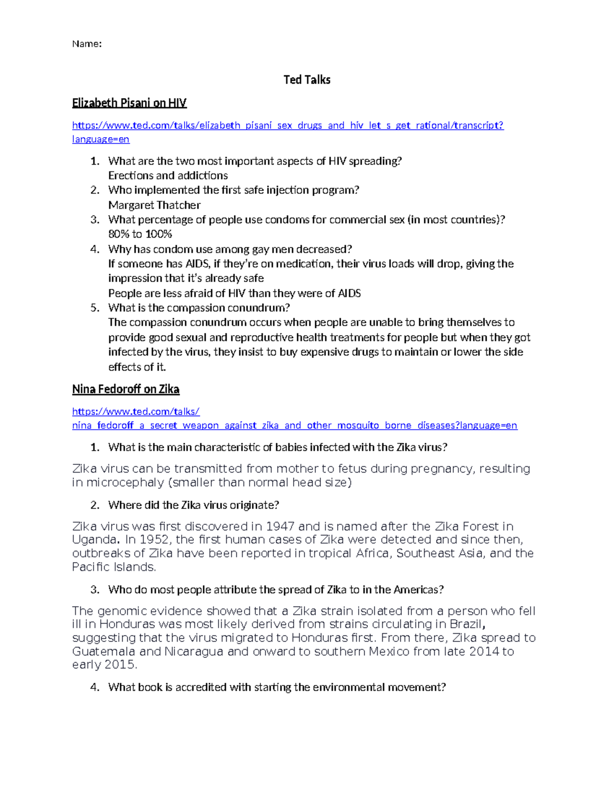 Ted Talks Guidance (Global) (1) - Name: Ted Talks Elizabeth Pisani on ...