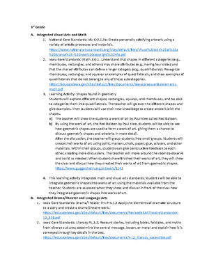 C105 Elementary Visual and Performing Arts Methods Performance Task ...