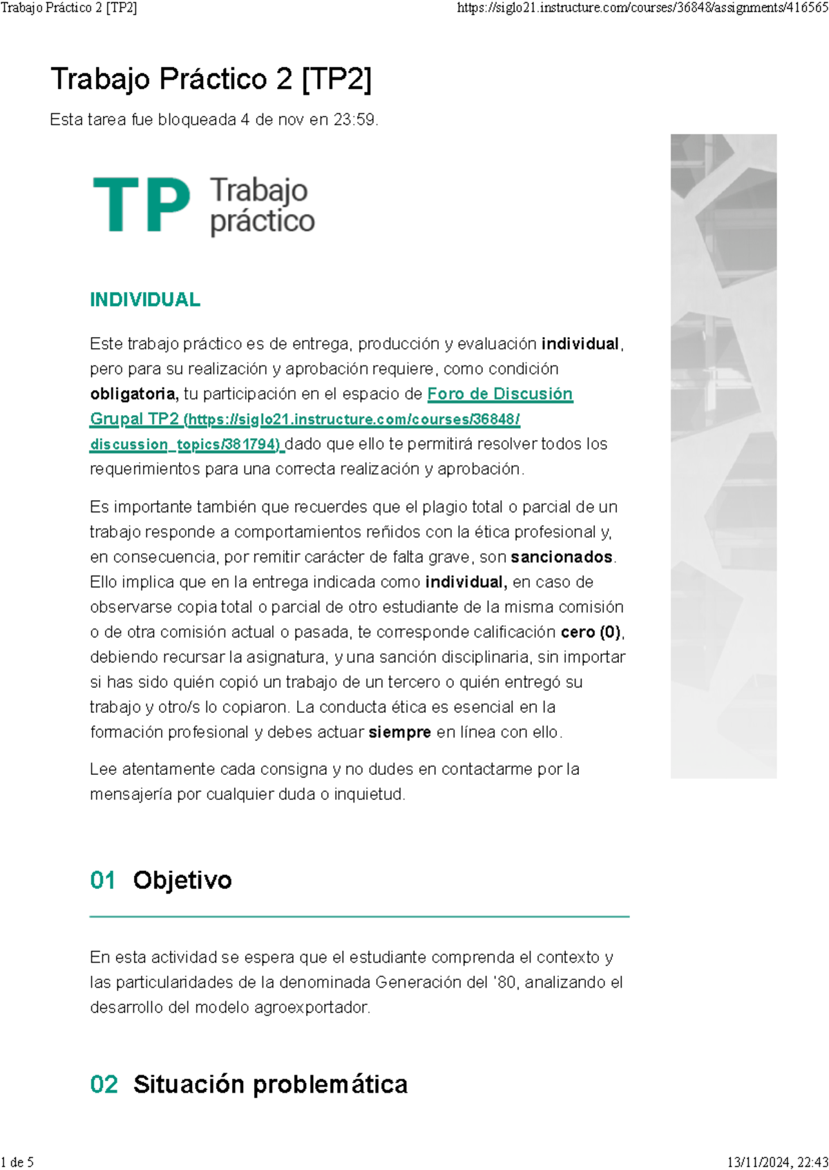 Trabajo Práctico 2 [TP2] - INDIVIDUAL Este trabajo práctico es de entrega, producción y ...