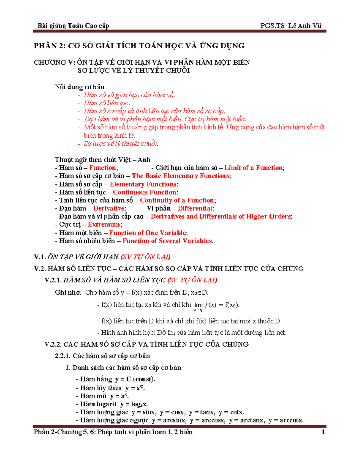 TOAN CAO CAP Chapter 5,6 VER3 - PHÄN 2: C¡ SÞ GIÀI TÍCH TOÁN HâC VÀ ĄNG DĀNG CH ̄¡NG V: ÔN TÀP ...