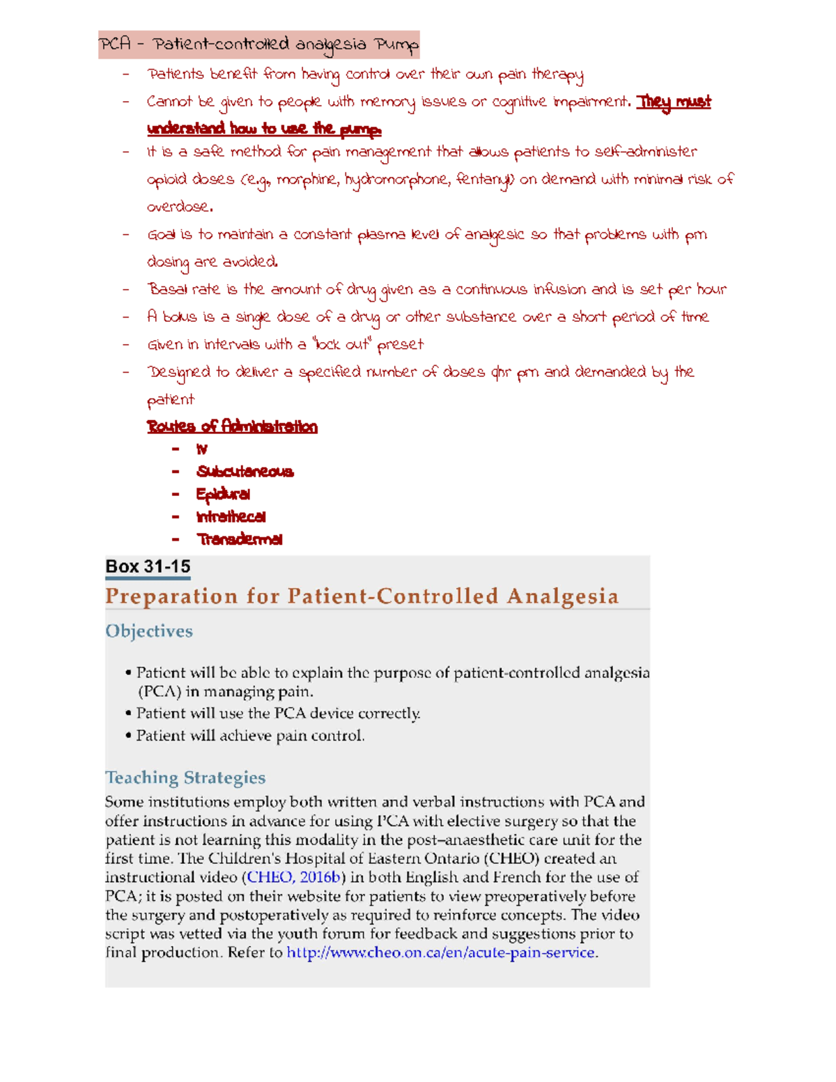 Health and Healing Mid Term Review - PCA - Patient-controlled analgesia ...
