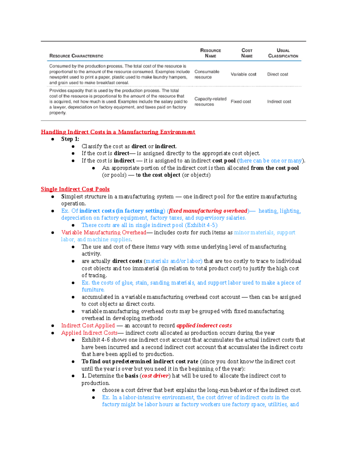 BU247 notes 3 - Handling Indirect Costs in a Manufacturing Environment ...