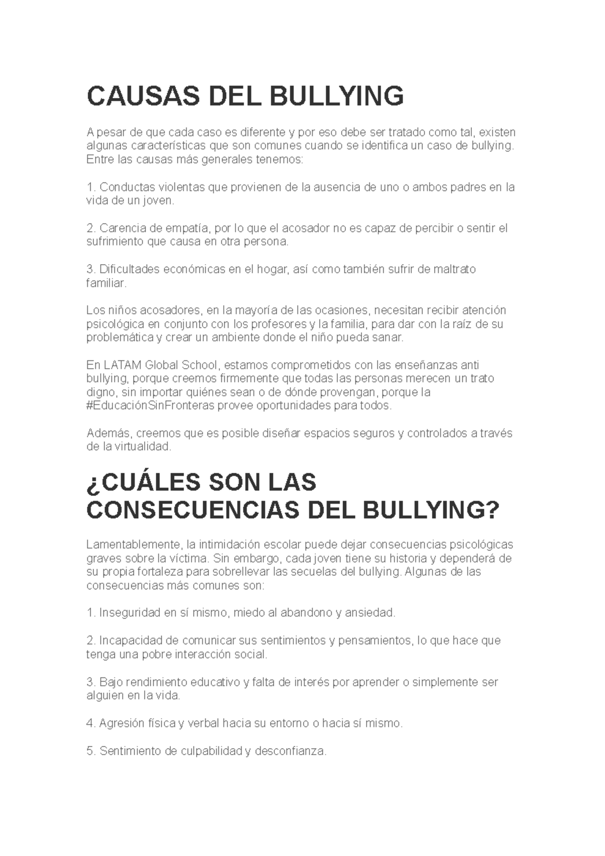Causas Del Bullying