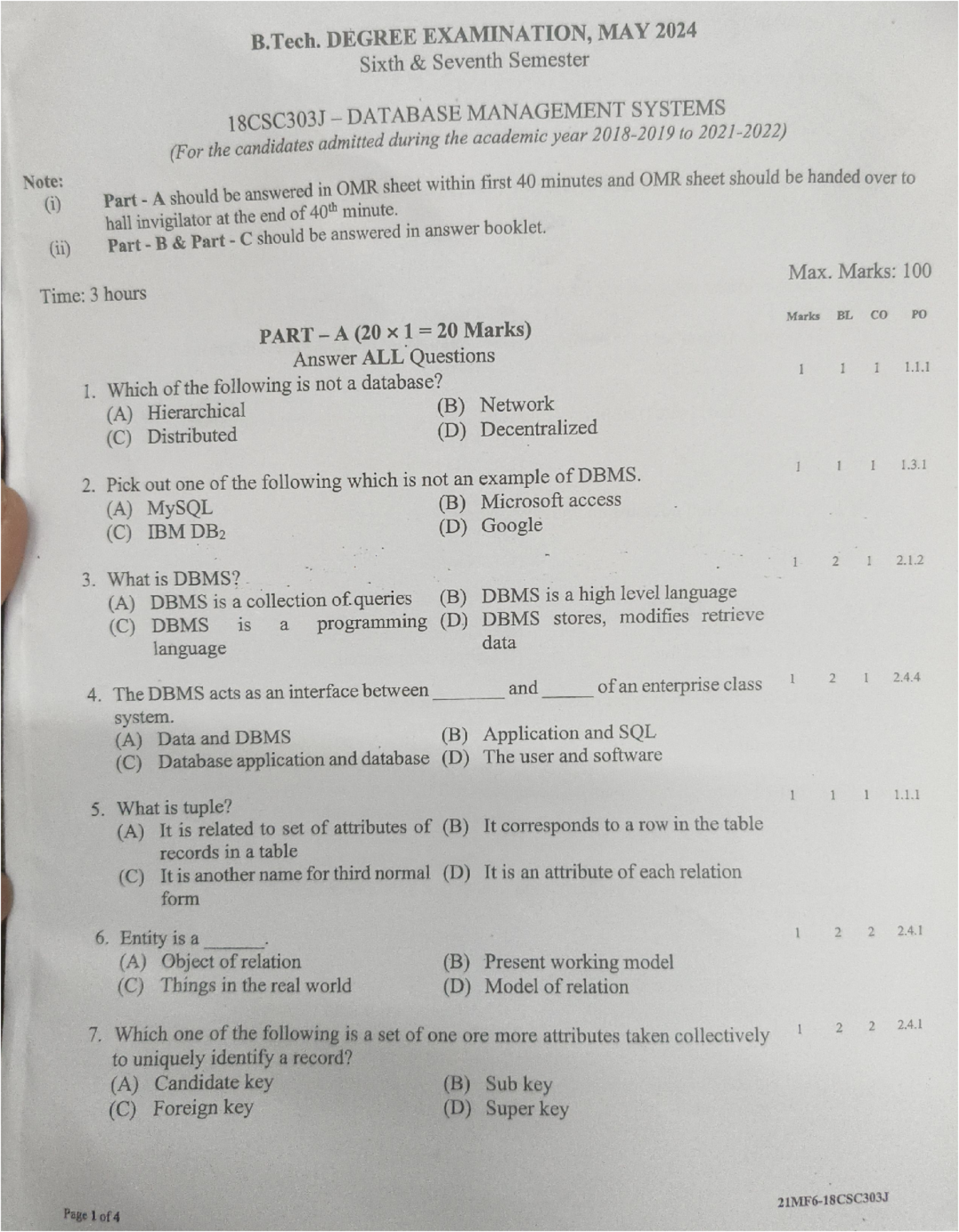 DBMS SEM MAY 24 - Database Management Systems - Studocu
