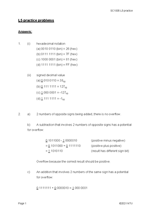 Tut 5 questions - tutorial 5 answers - Page 1 SC1005 Tutorial 5 SC1005 Digital Logic Tutorial 5 ...