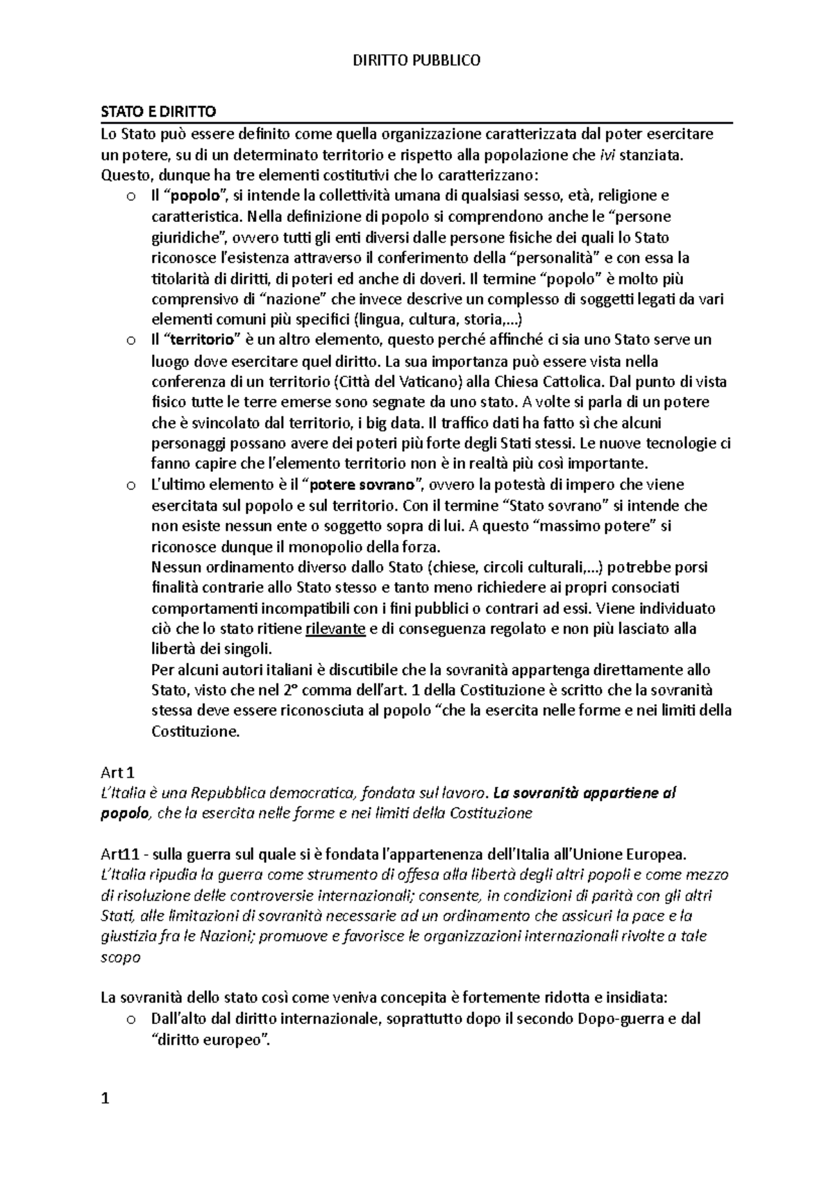 Diritto costituzionale - STATO E DIRITTO Lo Stato può essere definito ...