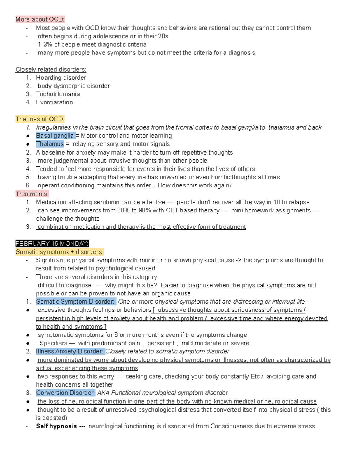 Abnormal Psychology - PSY 320 - More about OCD: - Most people with OCD ...