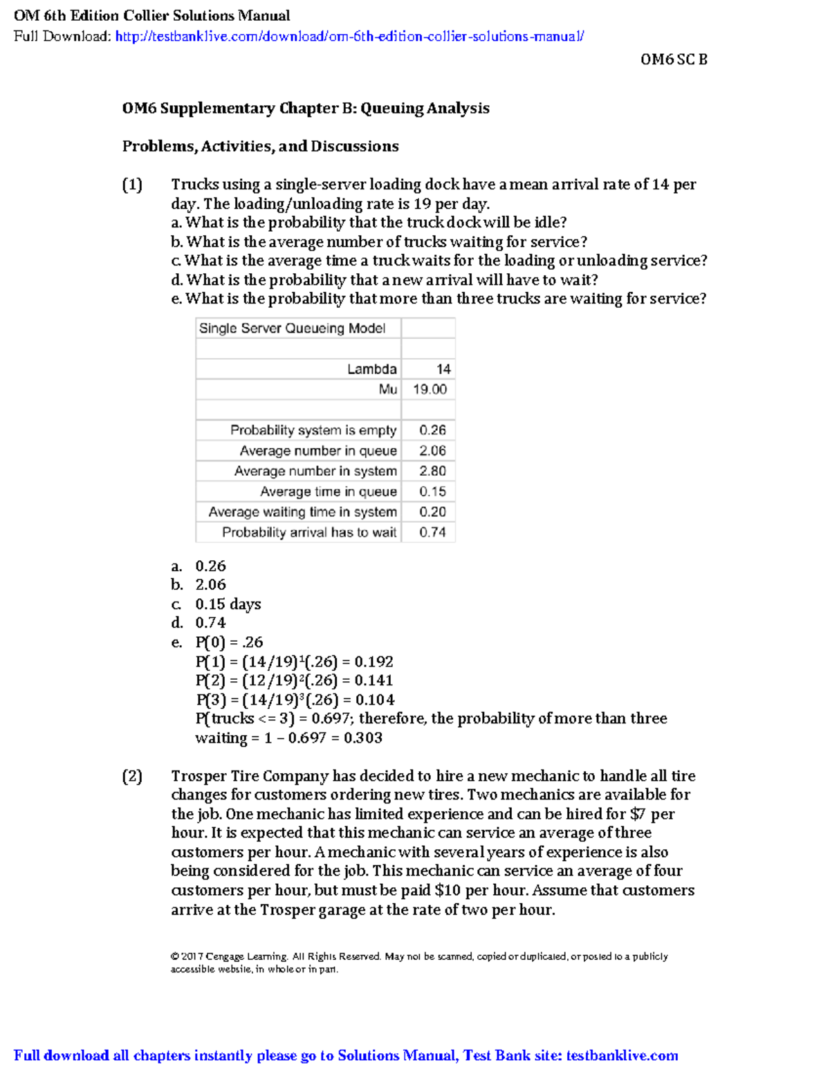 Om 6th edition collier solutions manual - OM6 SC B © 2017 Cengage ...