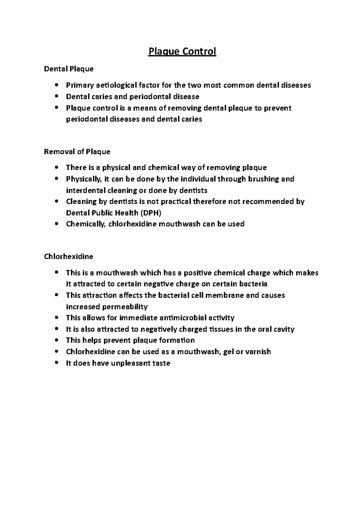 Plaque Control - Lecture notes 1 - Plaque Control Dental Plaque Primary ...