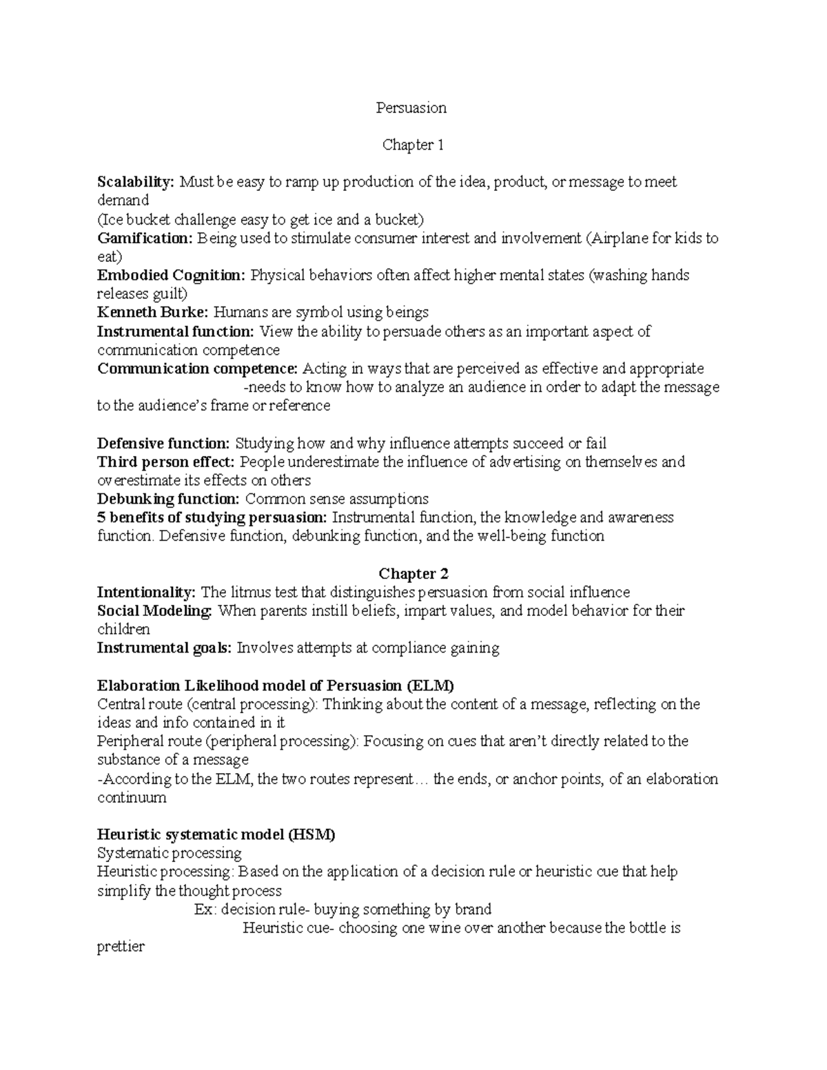 Persuasion textbook notes - Persuasion Chapter 1 Scalability: Must be ...