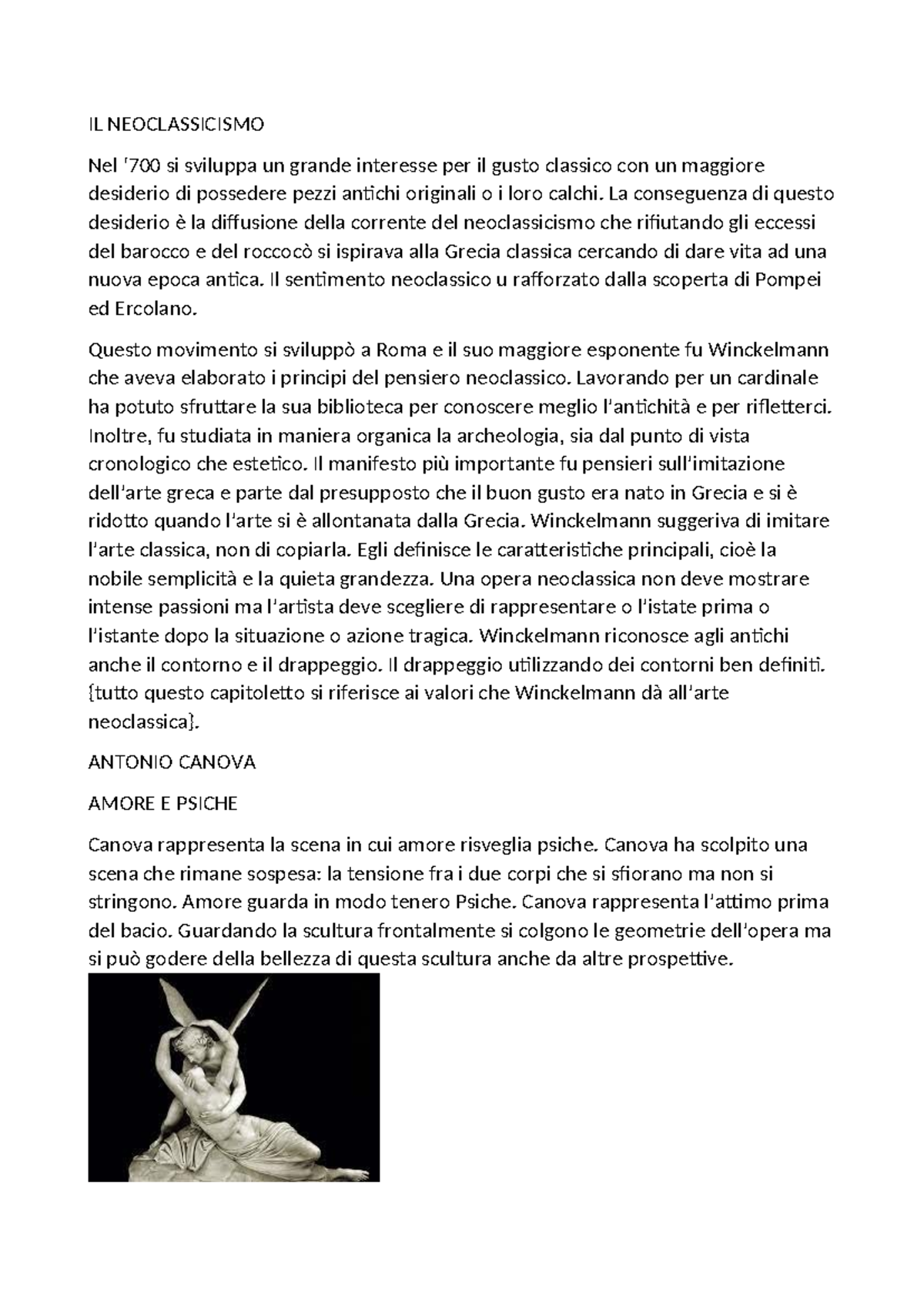 Storia DELL'ARTE Maturita - IL NEOCLASSICISMO Nel ‘700 si sviluppa un ...