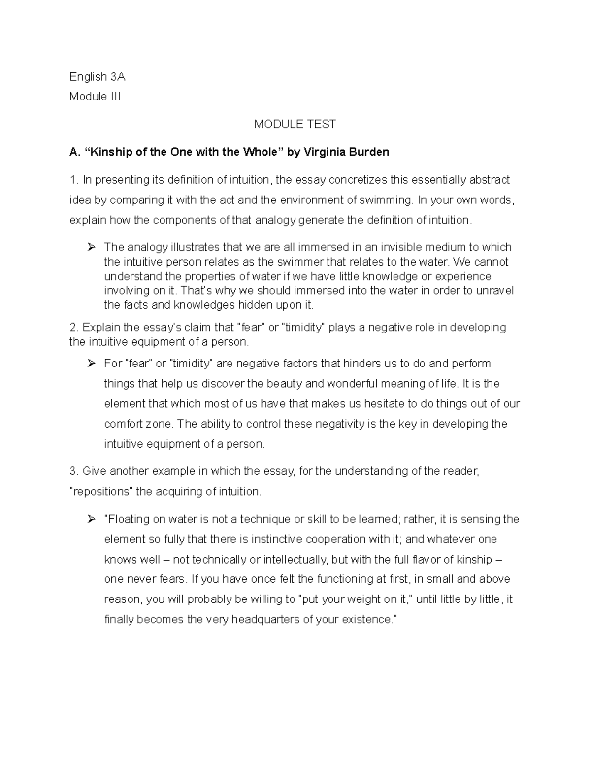 English 3 Module Iii English 3a Module Iii Module Test A “kinship Of