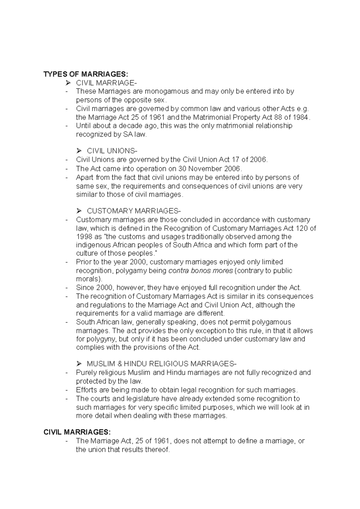 REQUIREMENTS OF A VALID CIVIL MARRIAGE - TYPES OF MARRIAGES: CIVIL ...
