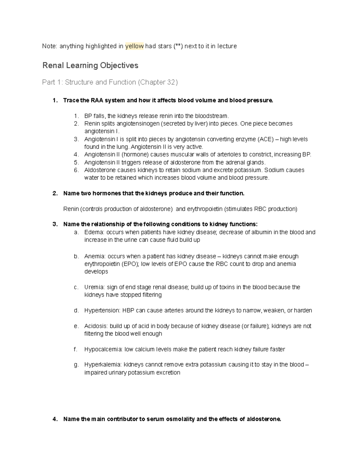 Pathophysiology Module 2 Study Guide - Note: anything highlighted in ...