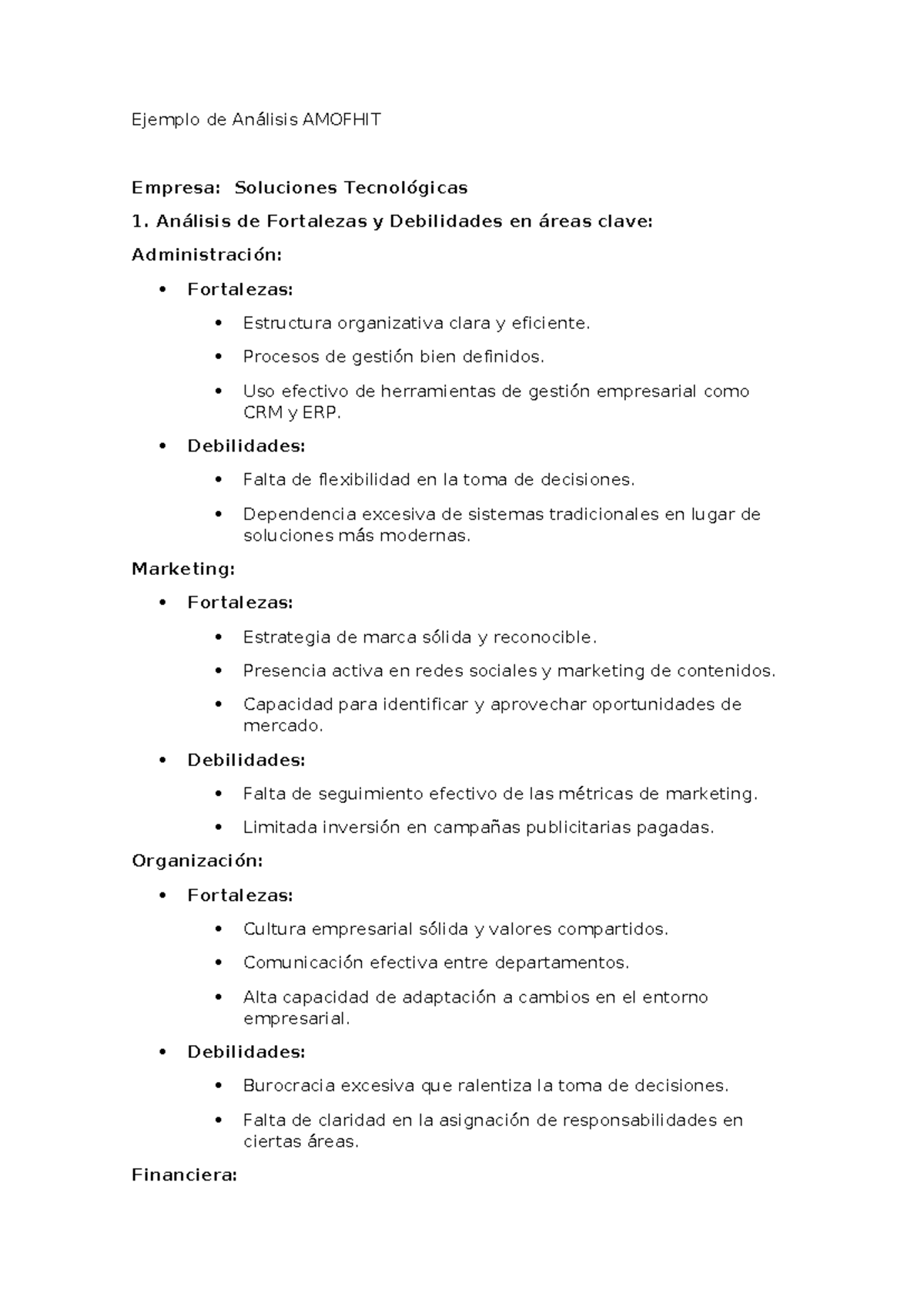 Ejemplo de Análisis Amofhit - Ejemplo de Análisis AMOFHIT Empresa ...